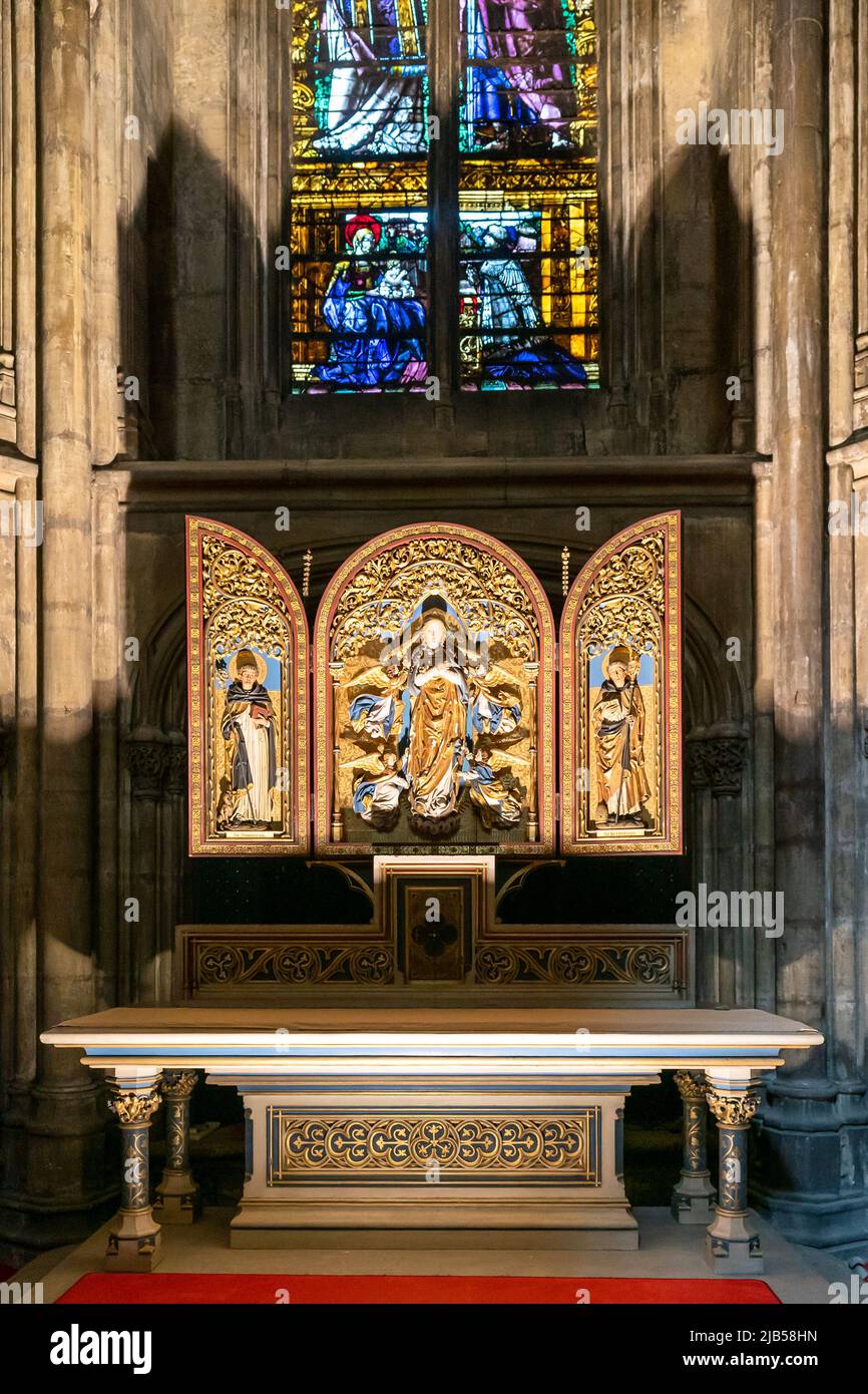 Metz, France - 1 June, 2022: detail view of a side chapel in the Saint ...