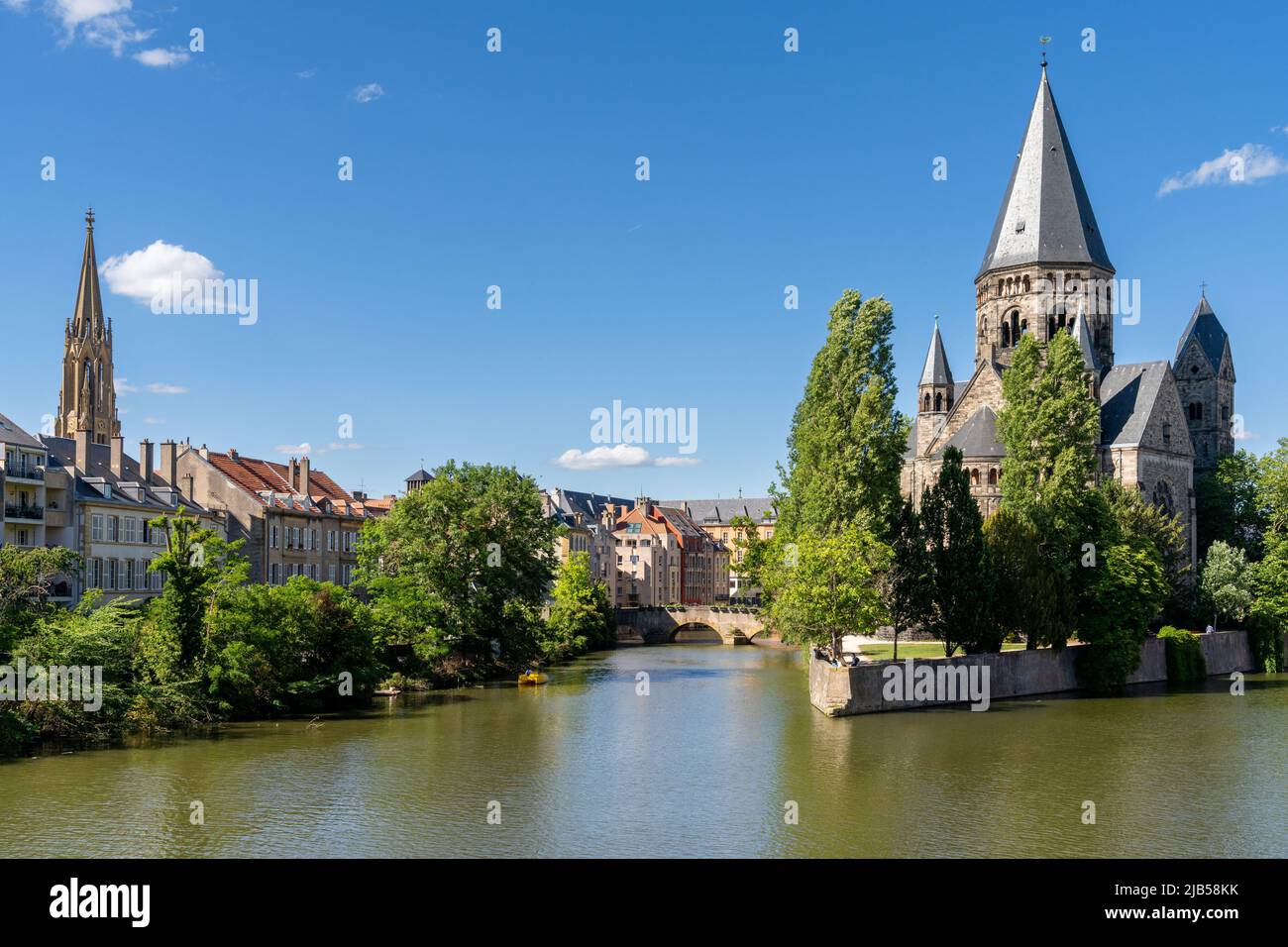 Metz, France - 1 June, 2022: view of the Moselle River and the New ...