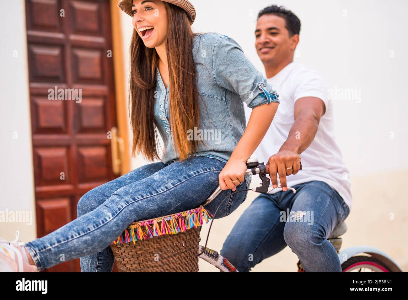 Boy carry girl happy laughing hi-res stock photography and images - Alamy