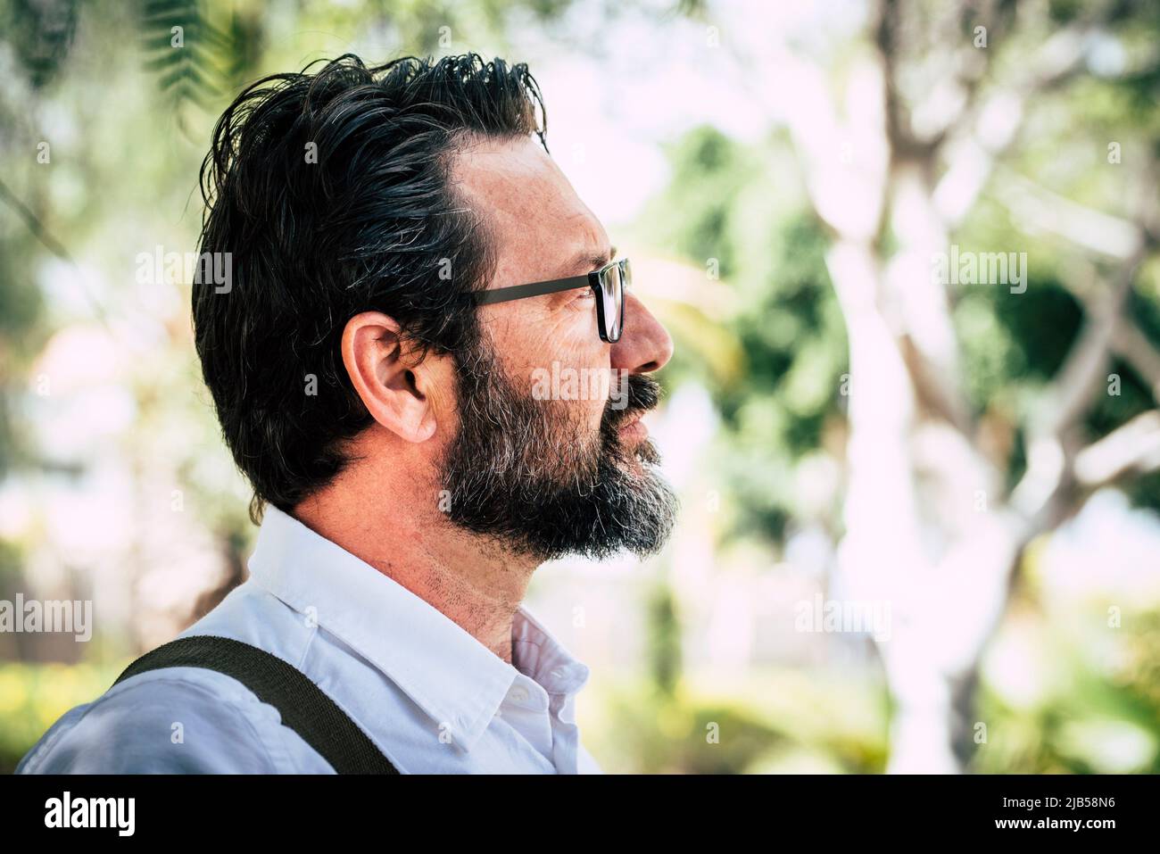 Serious man side view close up hi-res stock photography and images - Alamy