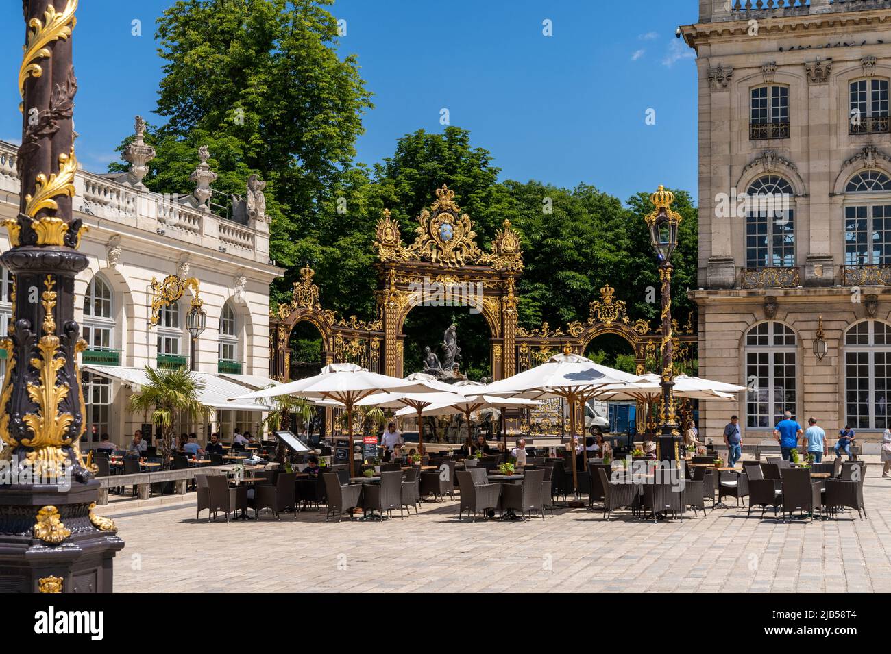 Nancy, France - 1 June, 2022: outdoor restaurant on the Place Stanislas ...