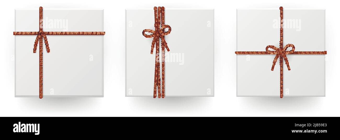 White square parcel package box tying up rope cord knots gifts wrapping ...