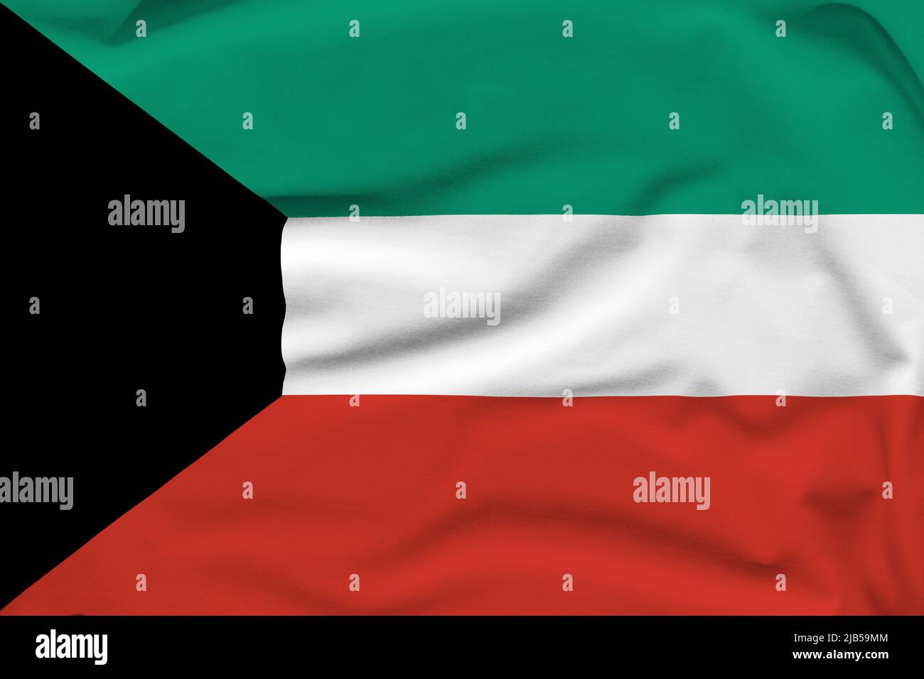 Kuwait national flag, folds and hard shadows on the canvas Stock Photo ...