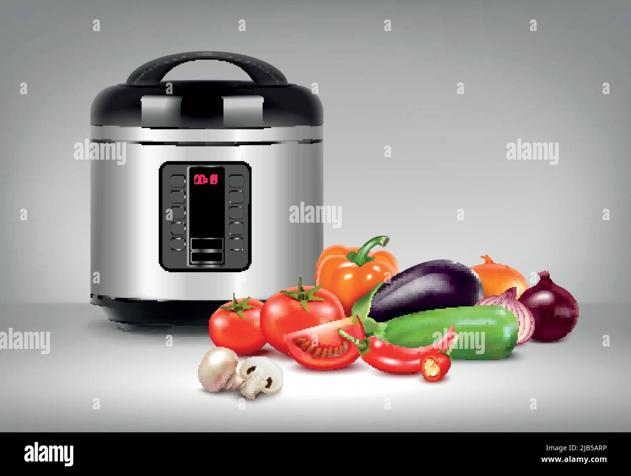 Multicooker realistic composition with image of crookpot electric ...