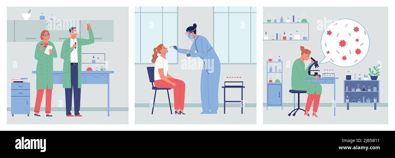 Medical specialists performing tests making experiments in laboratory ...