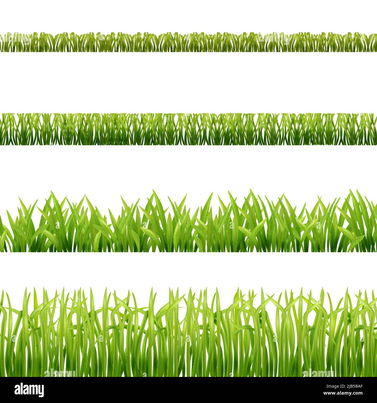 Green grass lawn seamless borders set in realistic style isolated on ...