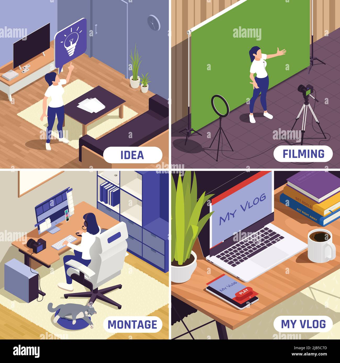 Filming show at home Stock Vector Images - Alamy