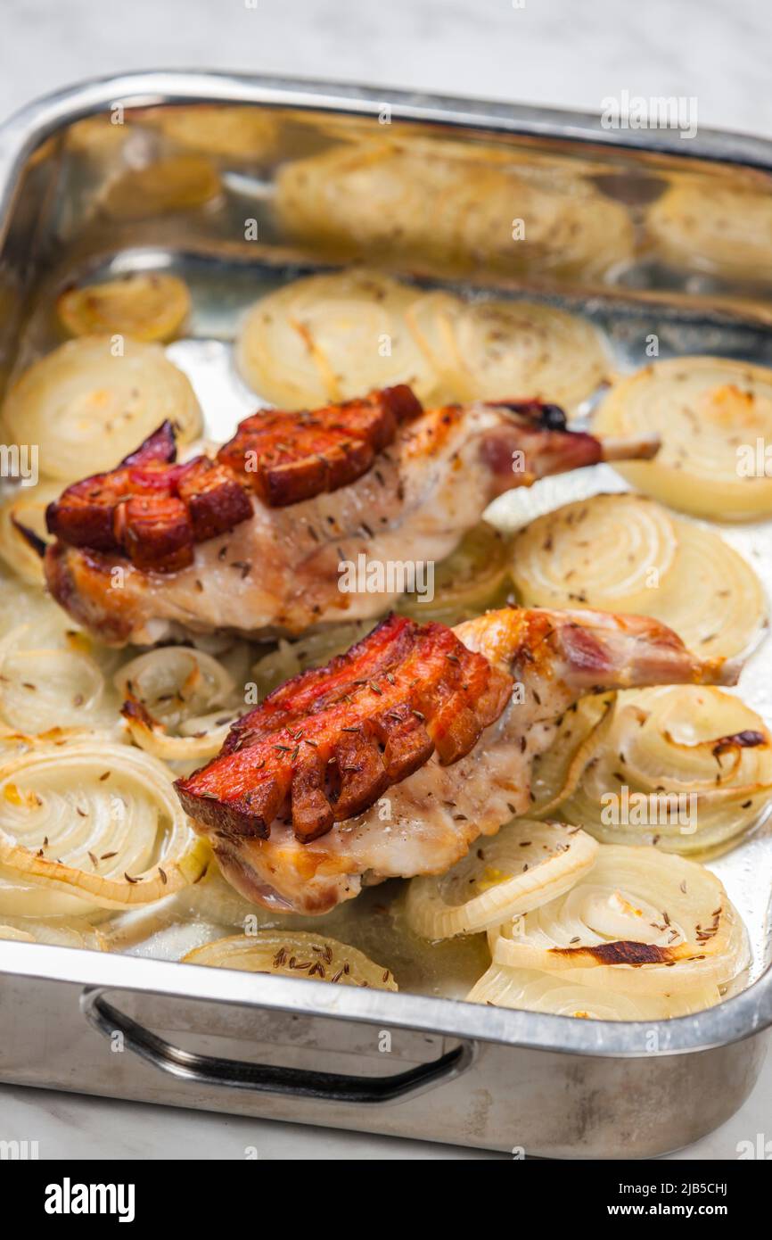 Portion of roast rabbit hi-res stock photography and images - Alamy