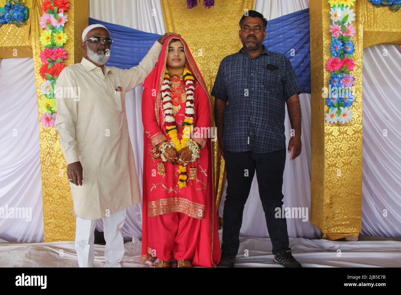 Portrait of adorable smiling Pakistani Muslim girl in traditional suit ...