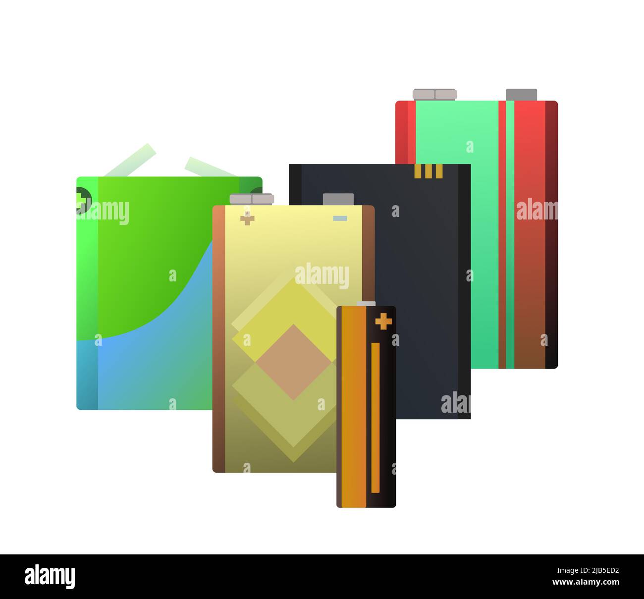 Various Battery Energy source. Electricity accumulator. Galvanic cell ...