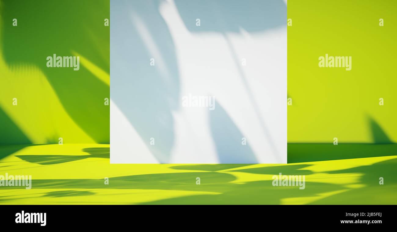 Blank colorful wall background and hard falling shadow. 3D rendering ...