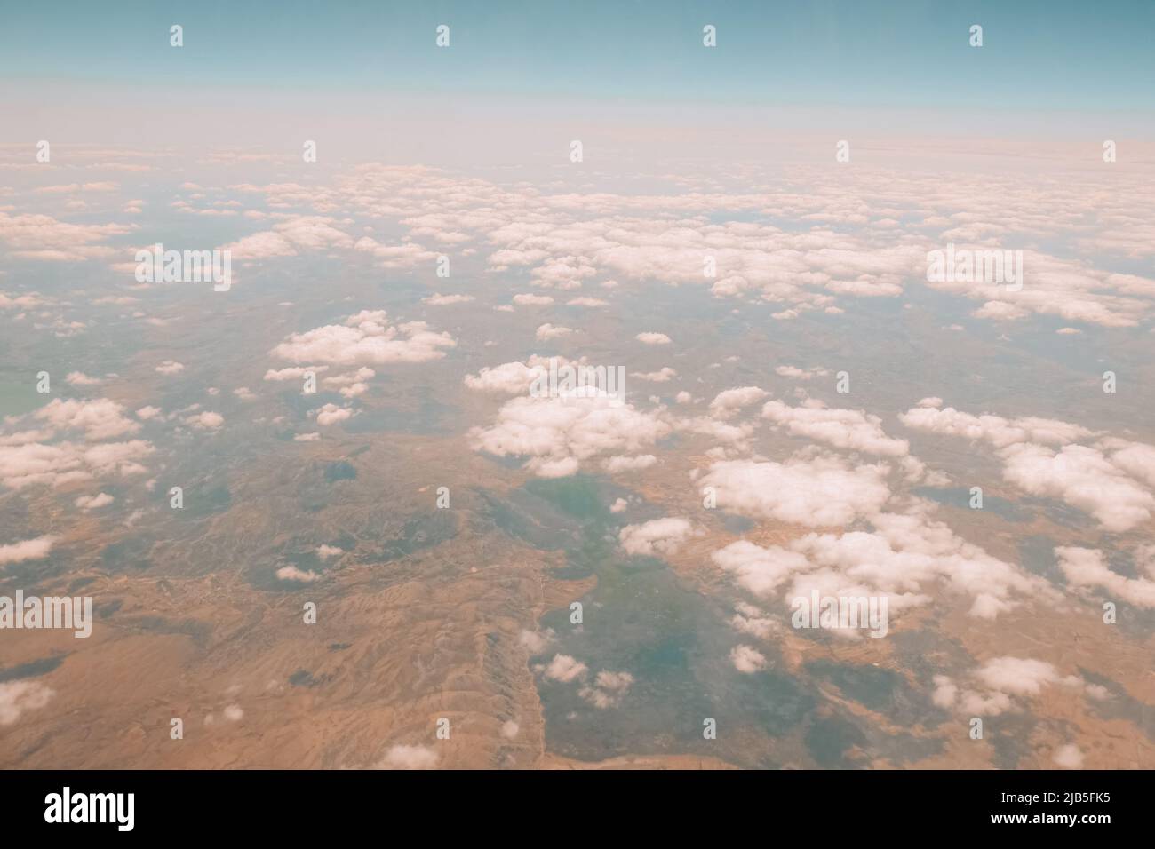 Airplane flight. View from the window of the plane. Airplane, Aircraft. Traveling by air ...
