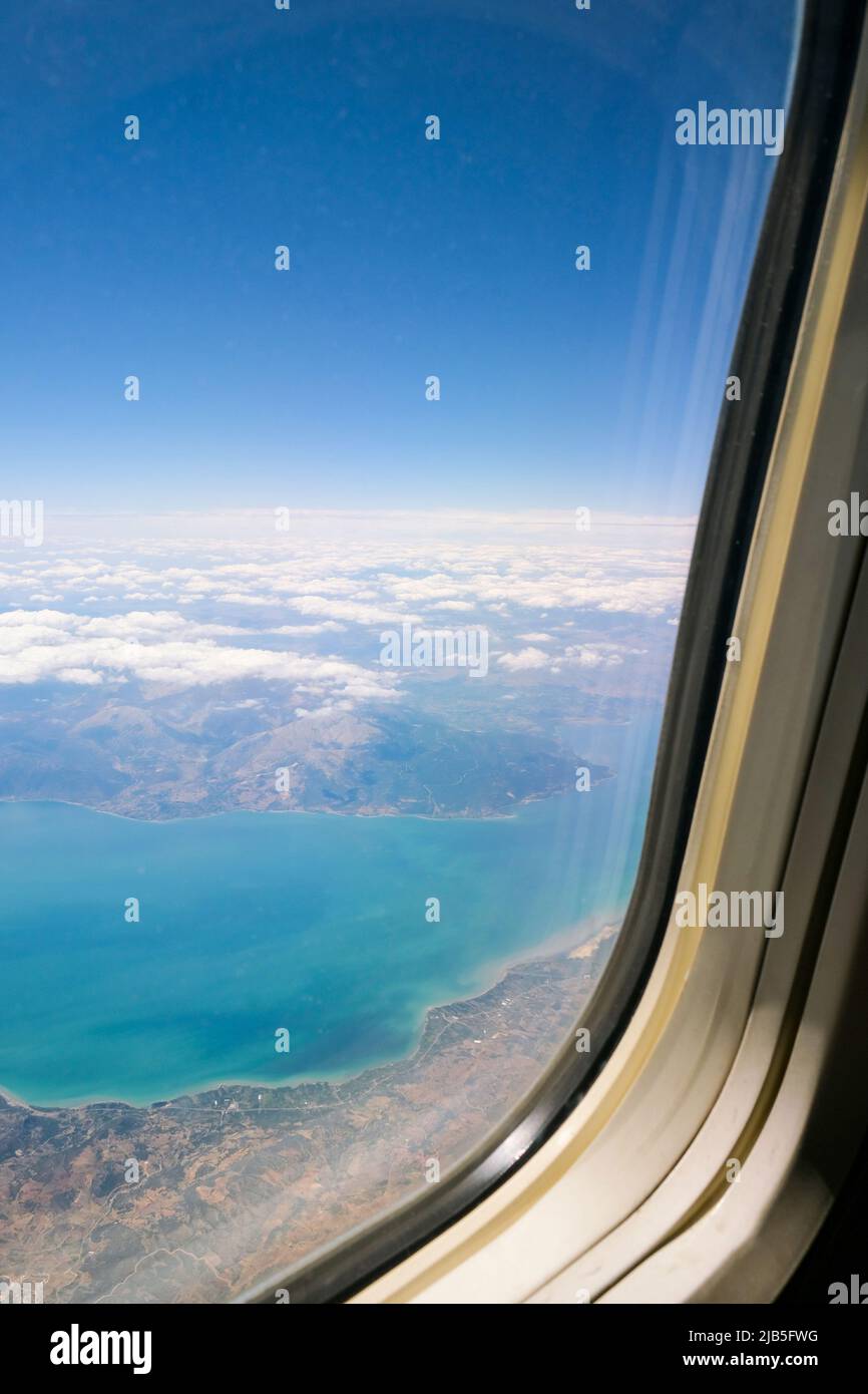 Airplane flight. View from the window of the plane. Airplane, Aircraft ...