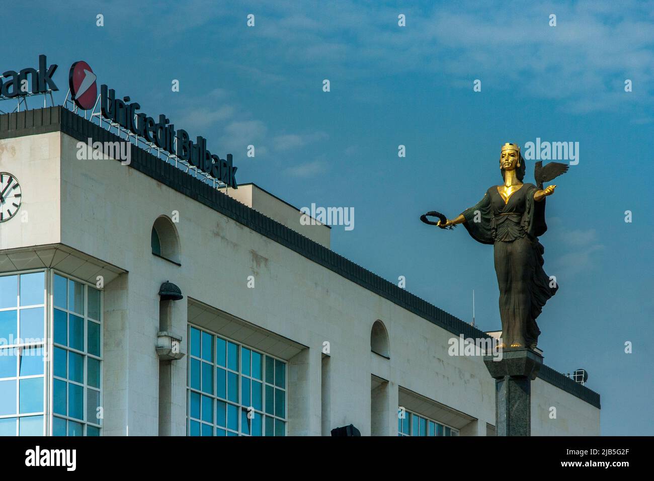 Sofia, centre, The Statue of Sofia, patron of Sofia city, Balkans ...