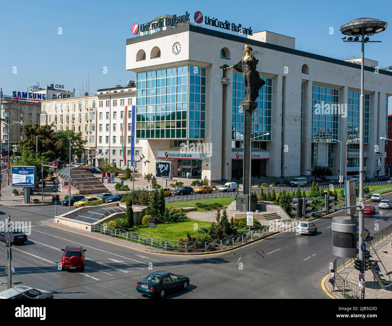 Contemporary architecture, Sofia, the capital of Bulgaria, statue of ...