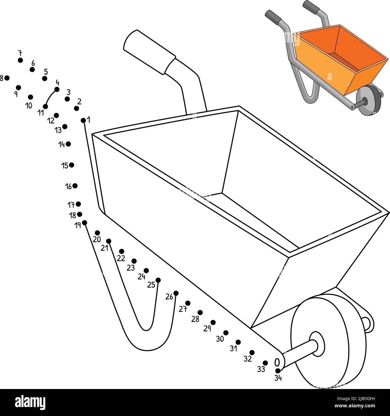 Dot to Dot Wheelbarrow Coloring Page for Kids Stock Vector Image & Art ...