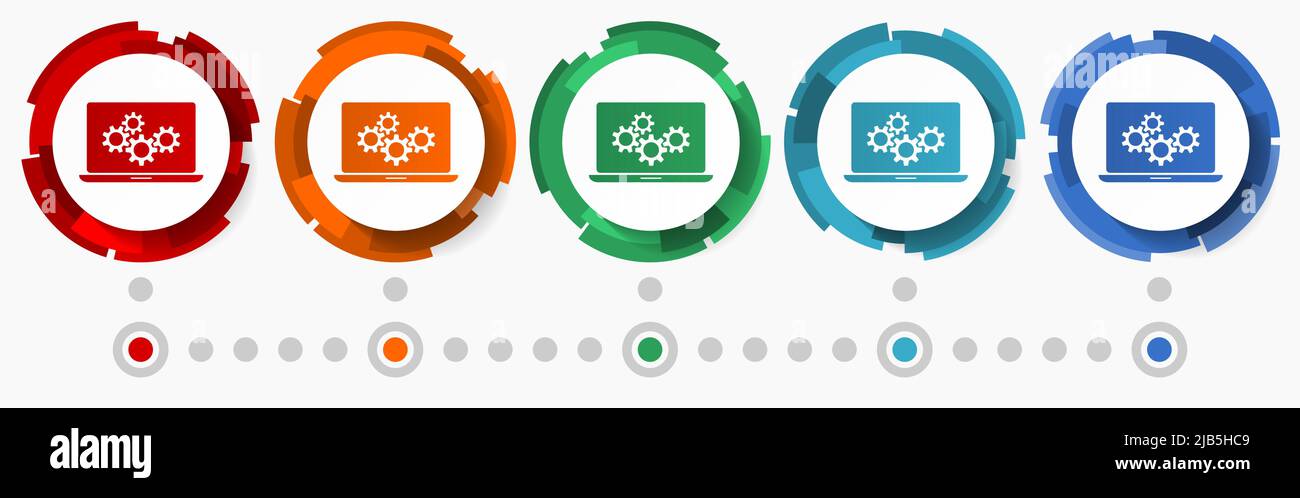 Computer, notebook concept vector icon set, modern design abstract web ...