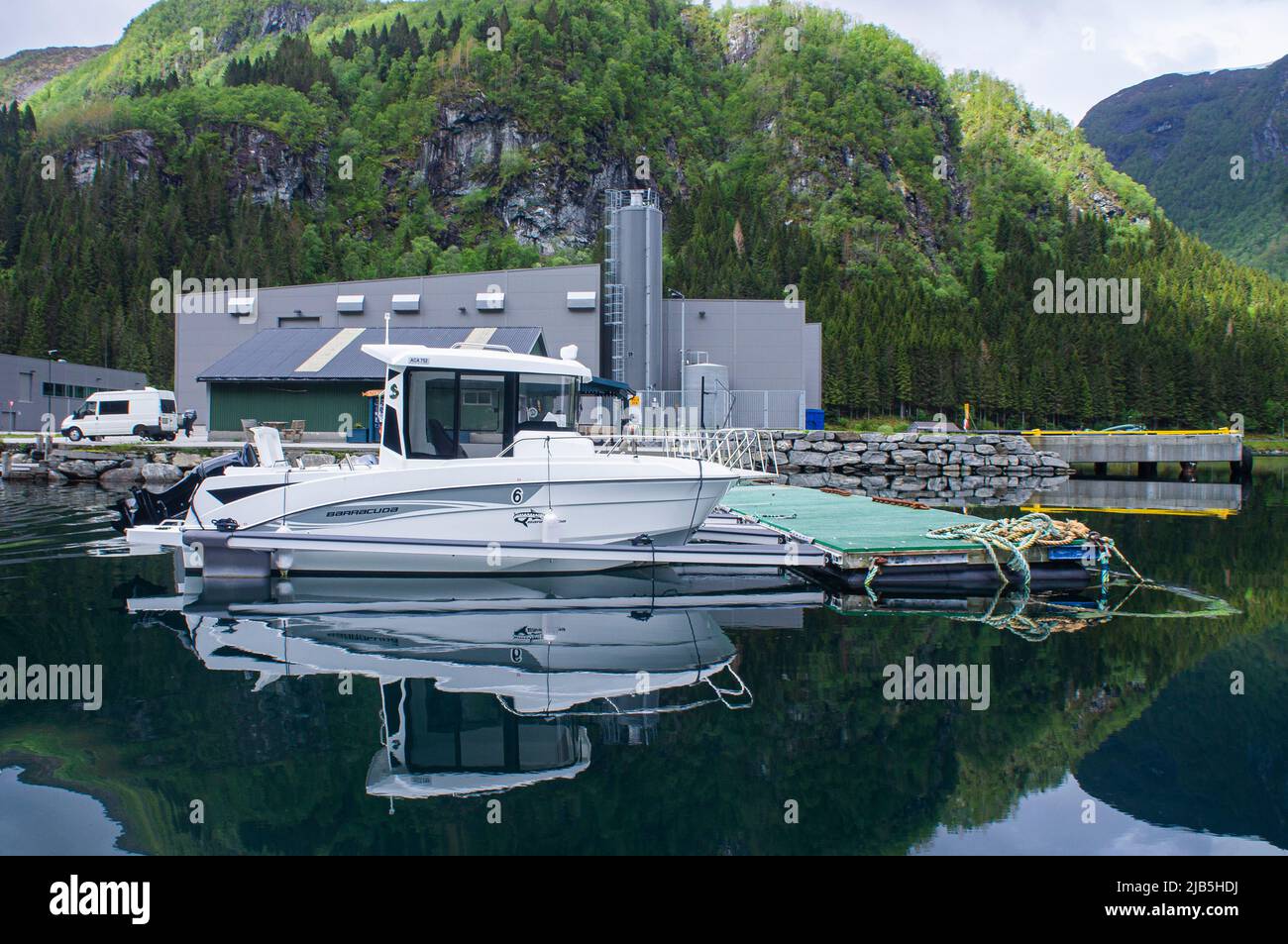 Mowi Steinsvik smolt facility in Steinsvik in the Volda municipality ...