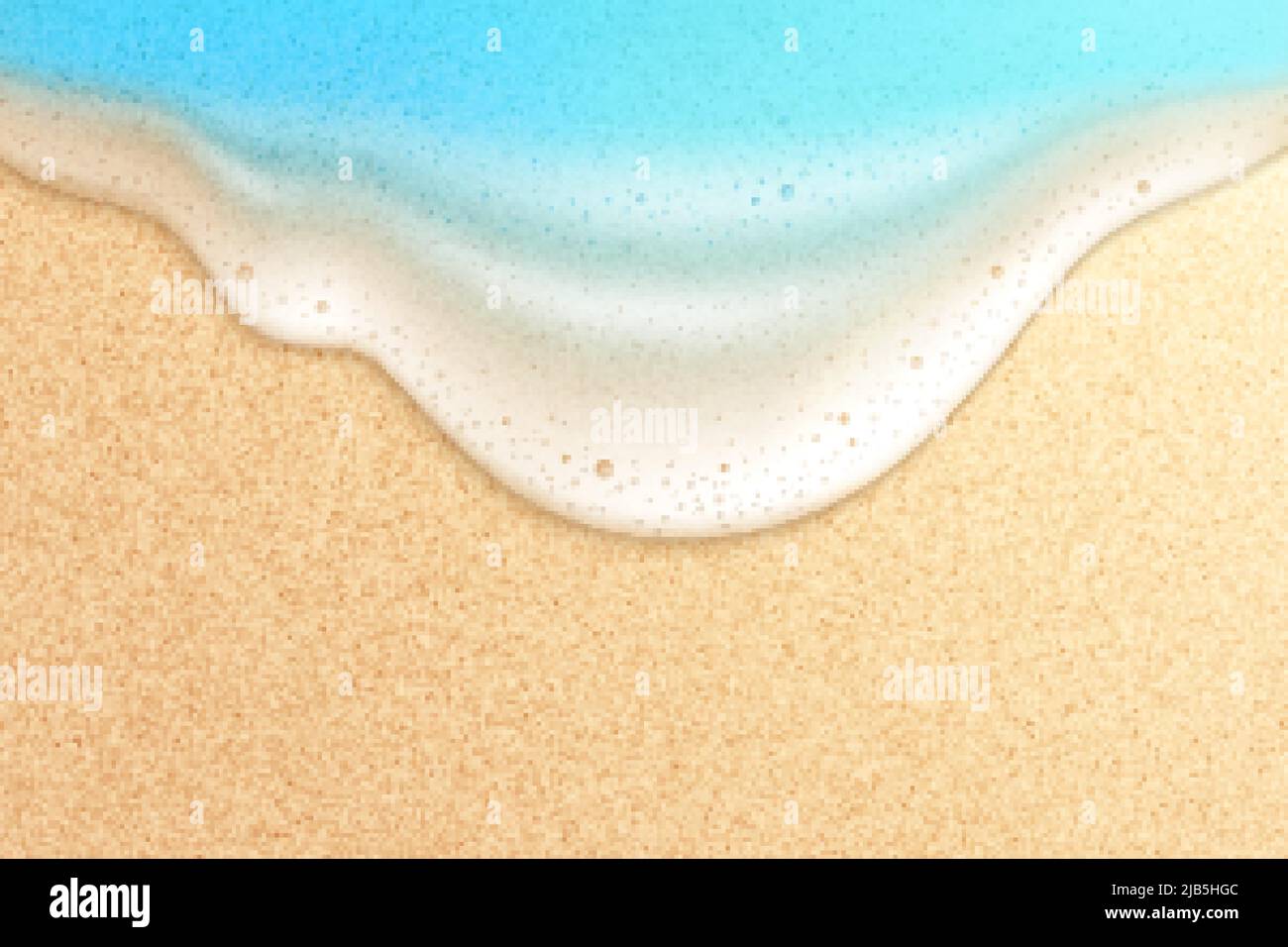 Wave beach realistic composition with top view of sandy ground with sea ...