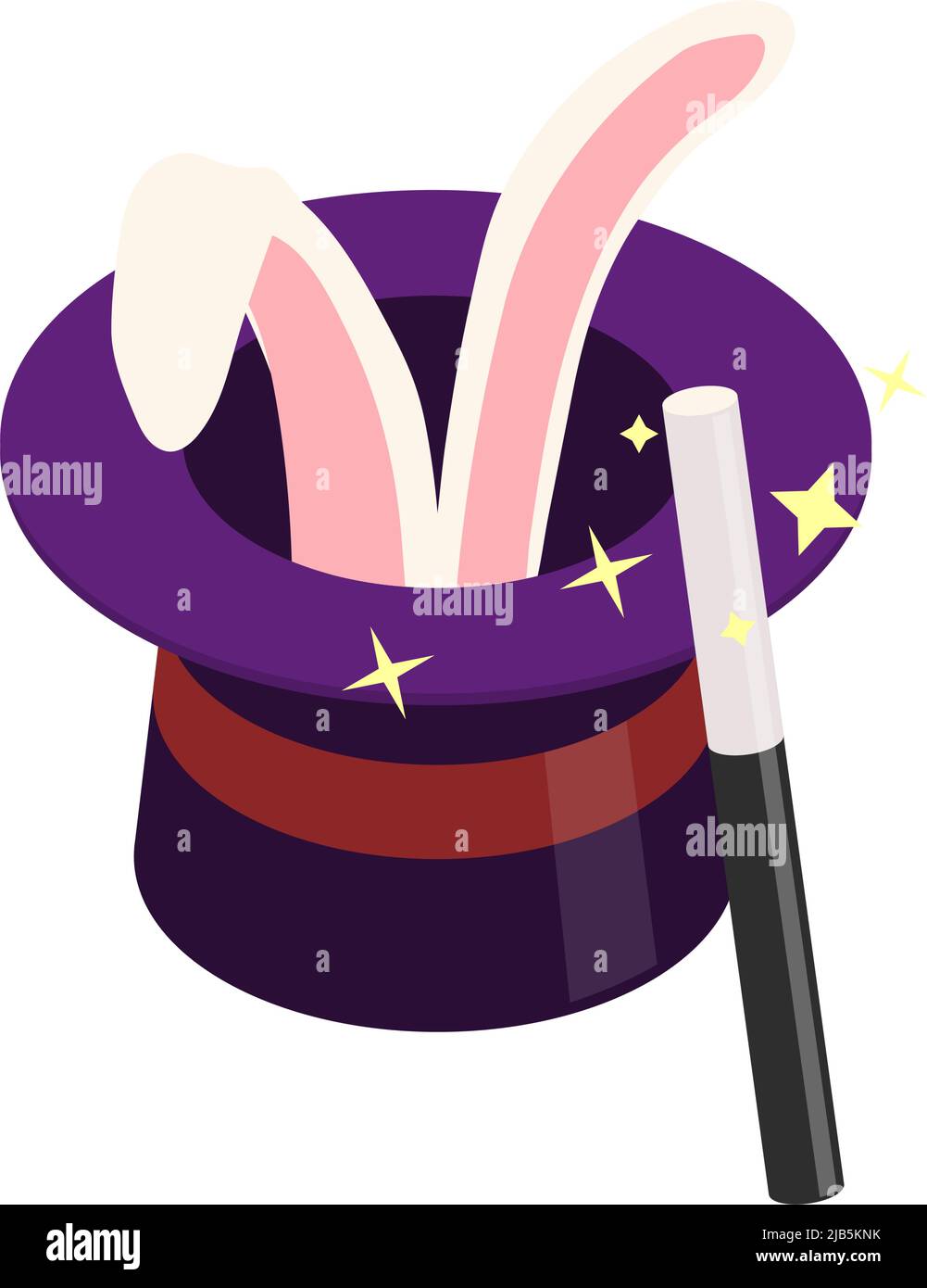 Circus magician attributes isometric icon with rabbit in hat and magic ...