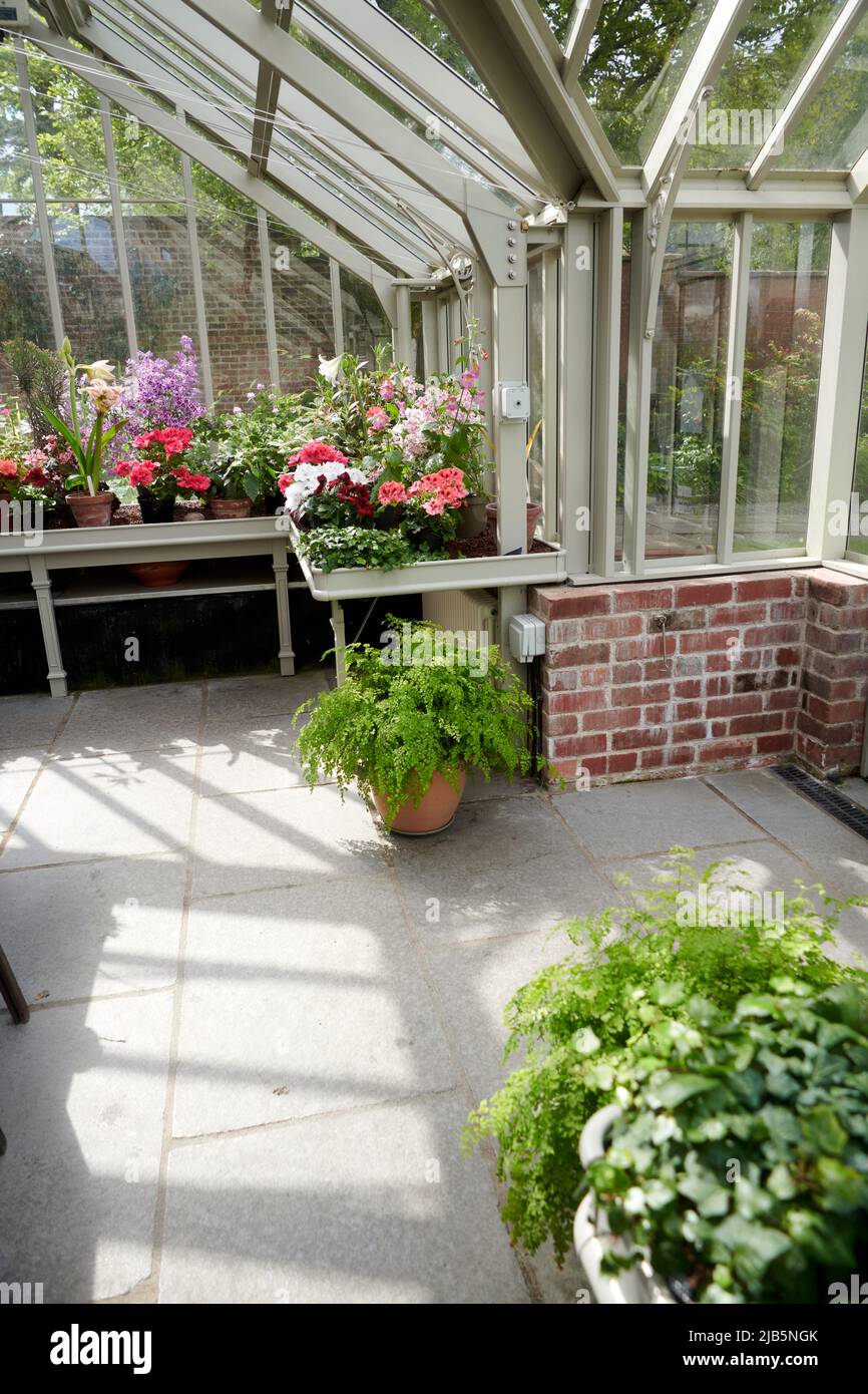 Greenhouse showing thermal screens for light shading and heat ...