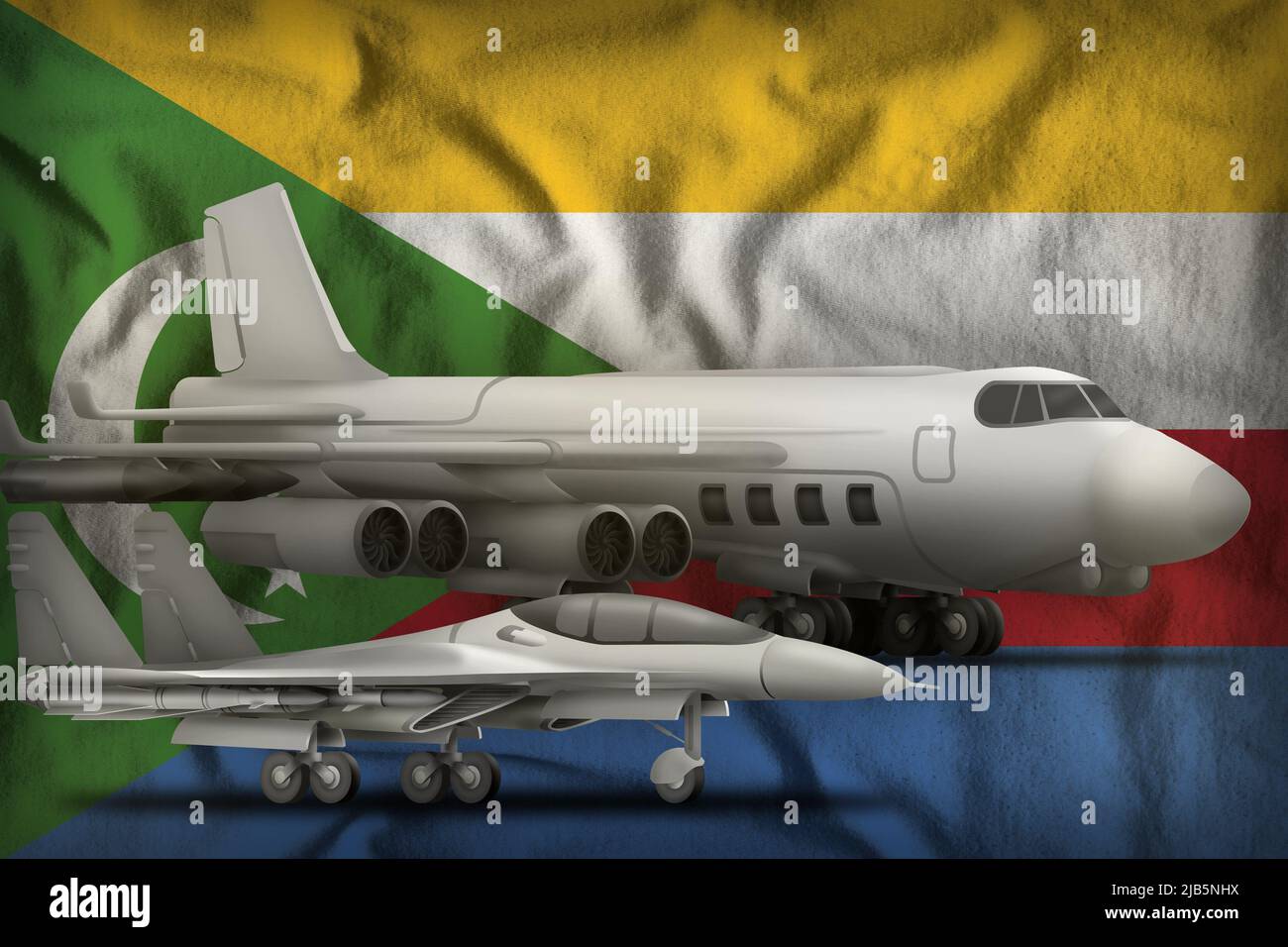 air forces on the Comoros flag background. Comoros air forces concept ...