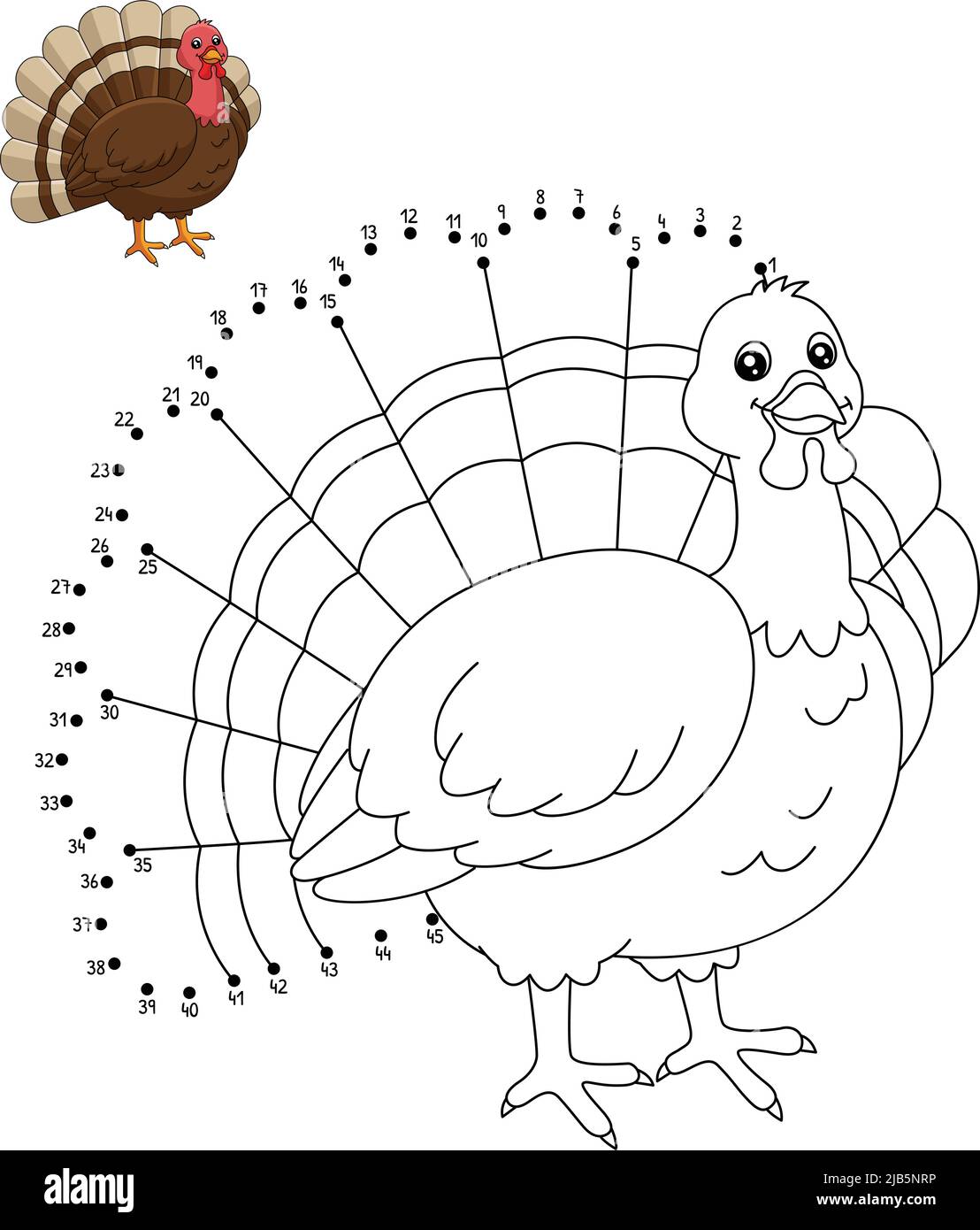 Dot to Dot Turkey Coloring Page for Kids Stock Vector Image & Art - Alamy
