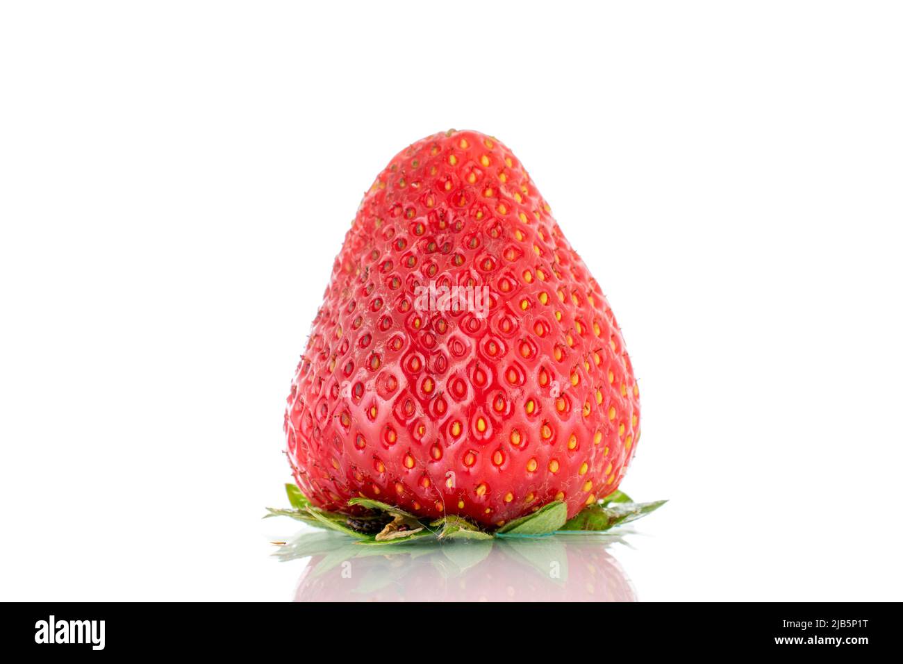 One berry of a ripe organic strawberry, close-up, isolated on a white ...