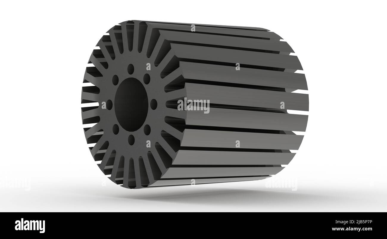 Rotor for electric motor, assembled sheets, 3d illustration isolated on ...