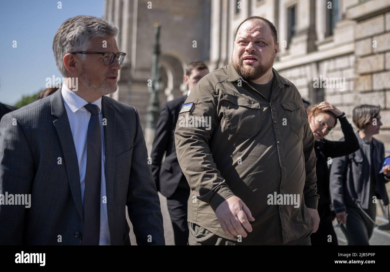 Berlin, Germany. 03rd June, 2022. Ruslan Stefantschuk, Speaker of the Ukrainian Parliament ...