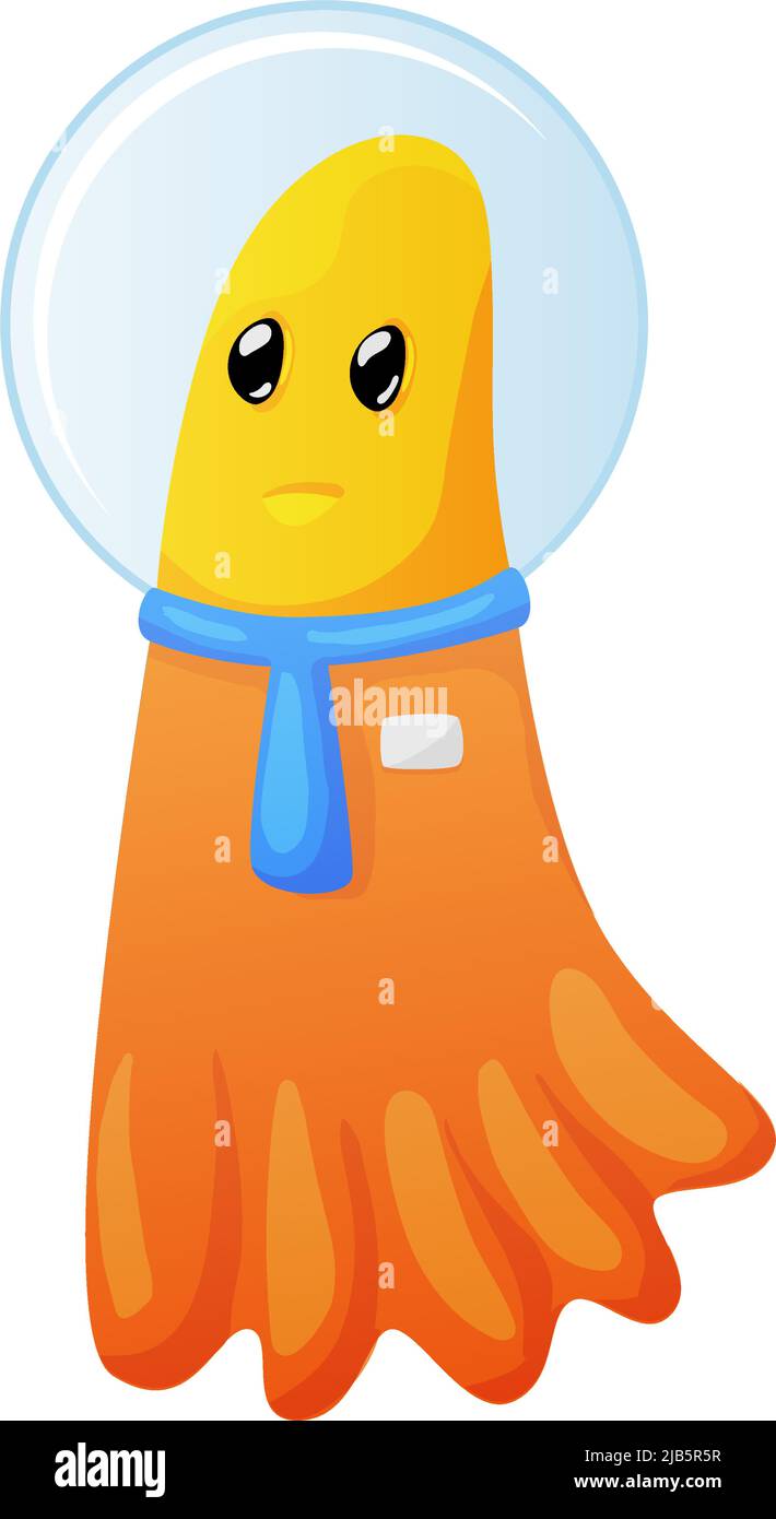 Cute orange alien wearing spacesuit cartoon vector illustration Stock ...