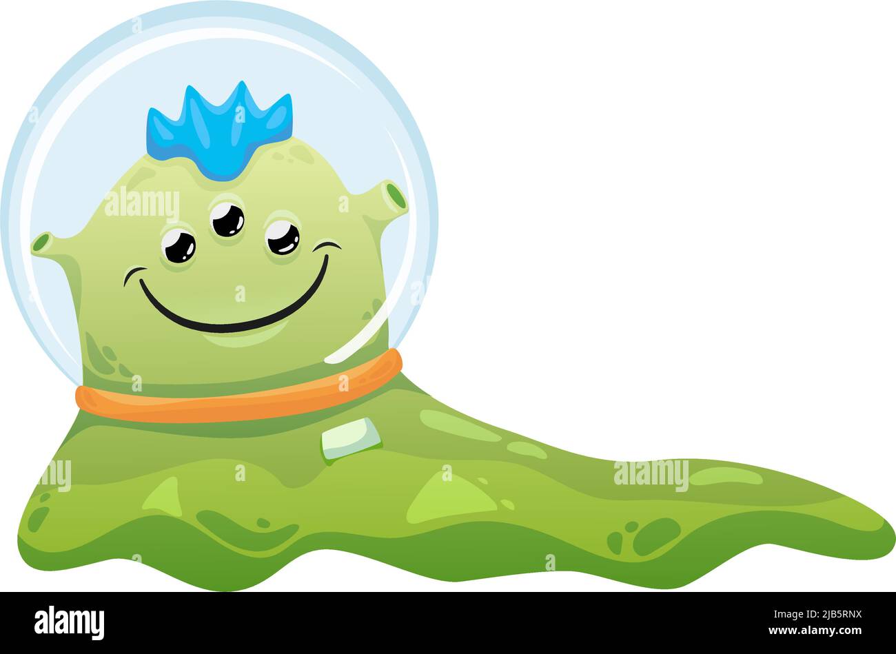 Cartoon cute slimy green alien in spacesuit vector illustration Stock ...