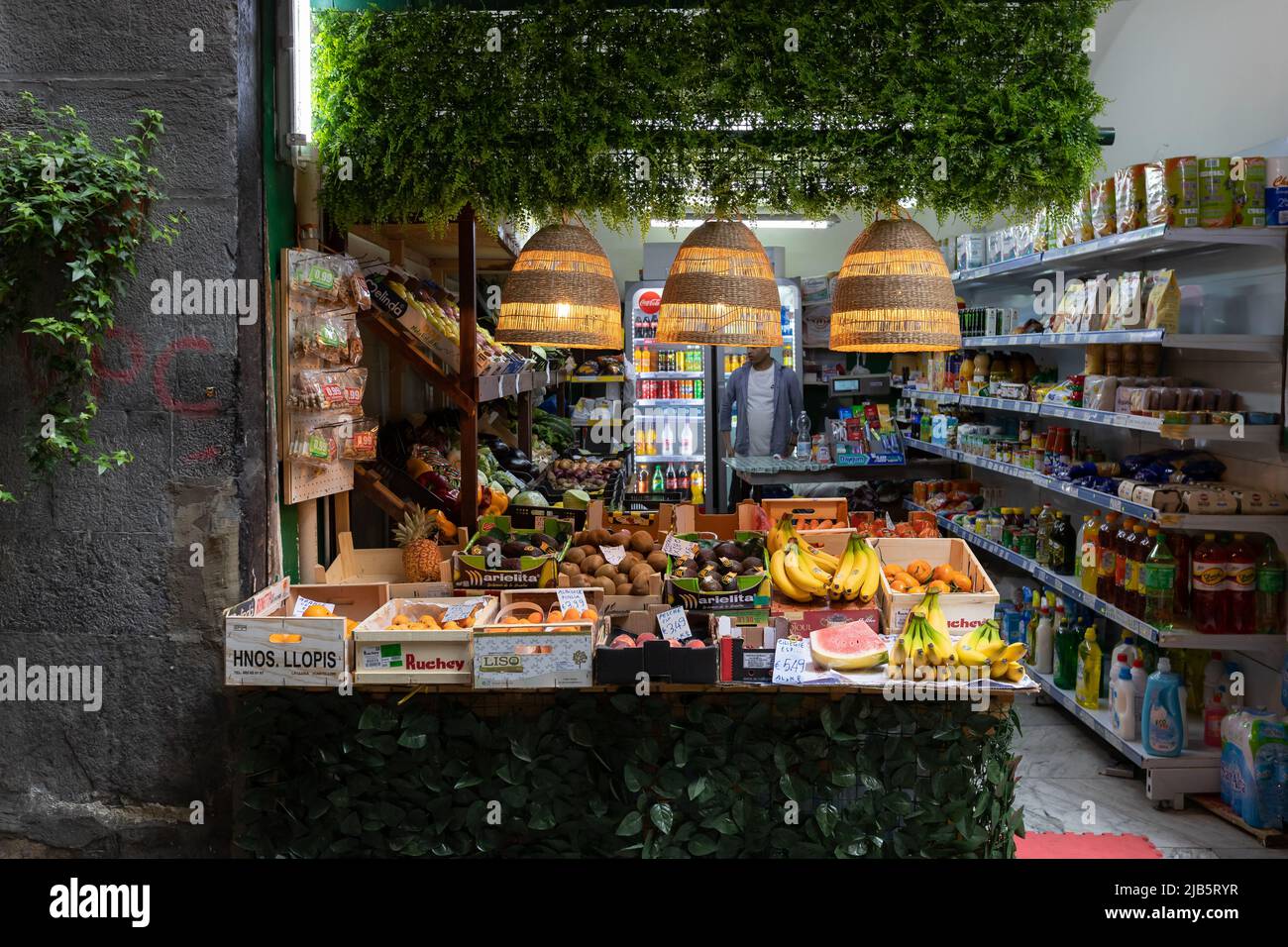 A typical store in the alleys (Vicoli) of the old centre of Genoa ...