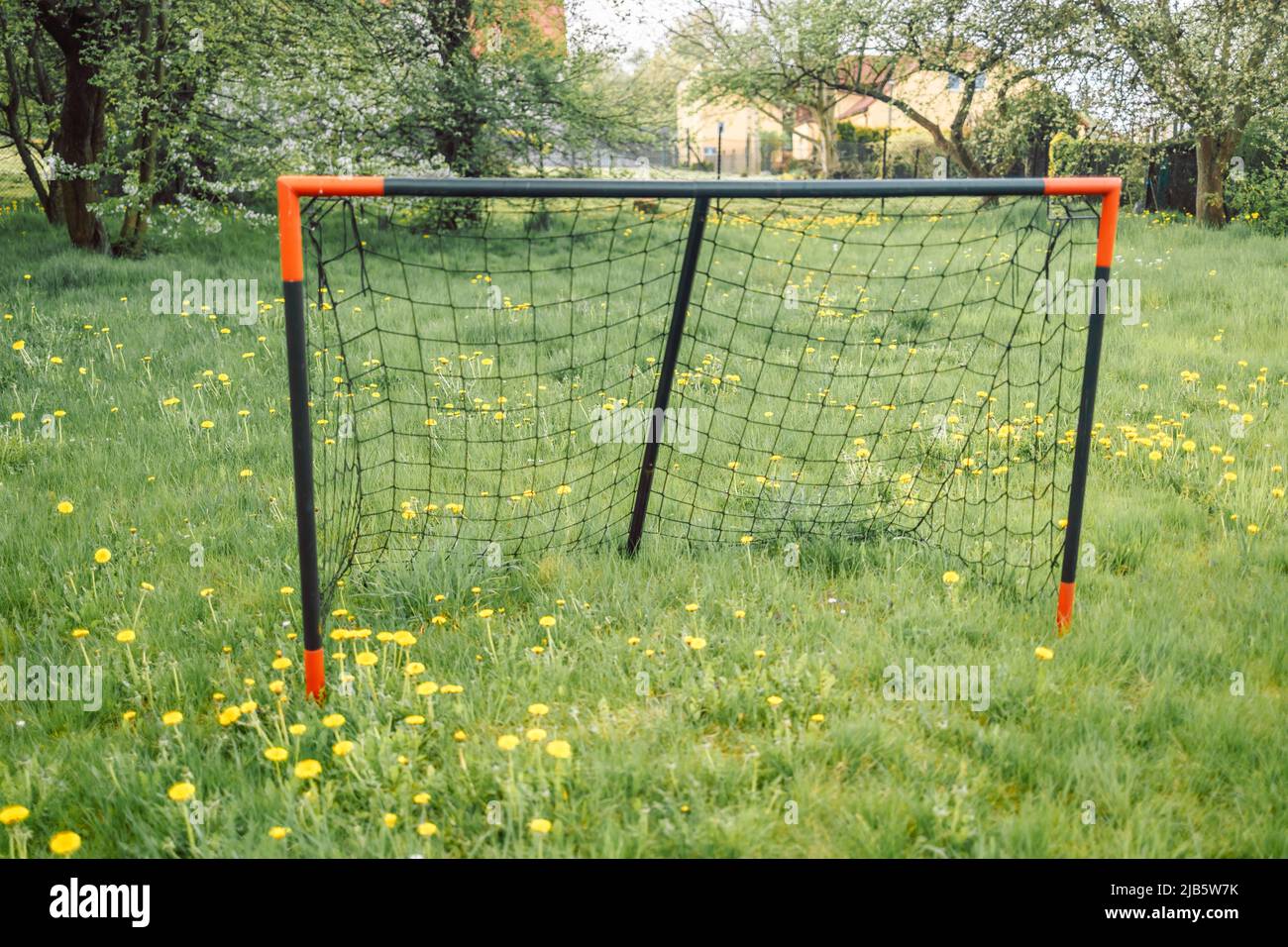 Green grassy field with soccer net hi-res stock photography and images ...