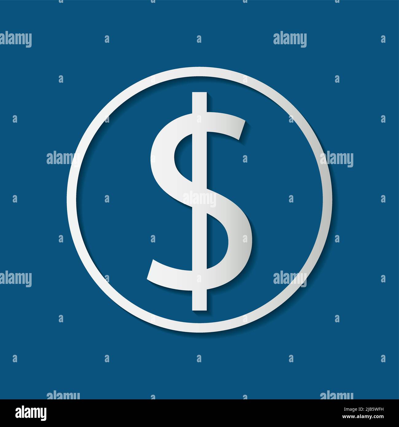 symbol coin dollar white icon on shadow background Stock Vector Image ...