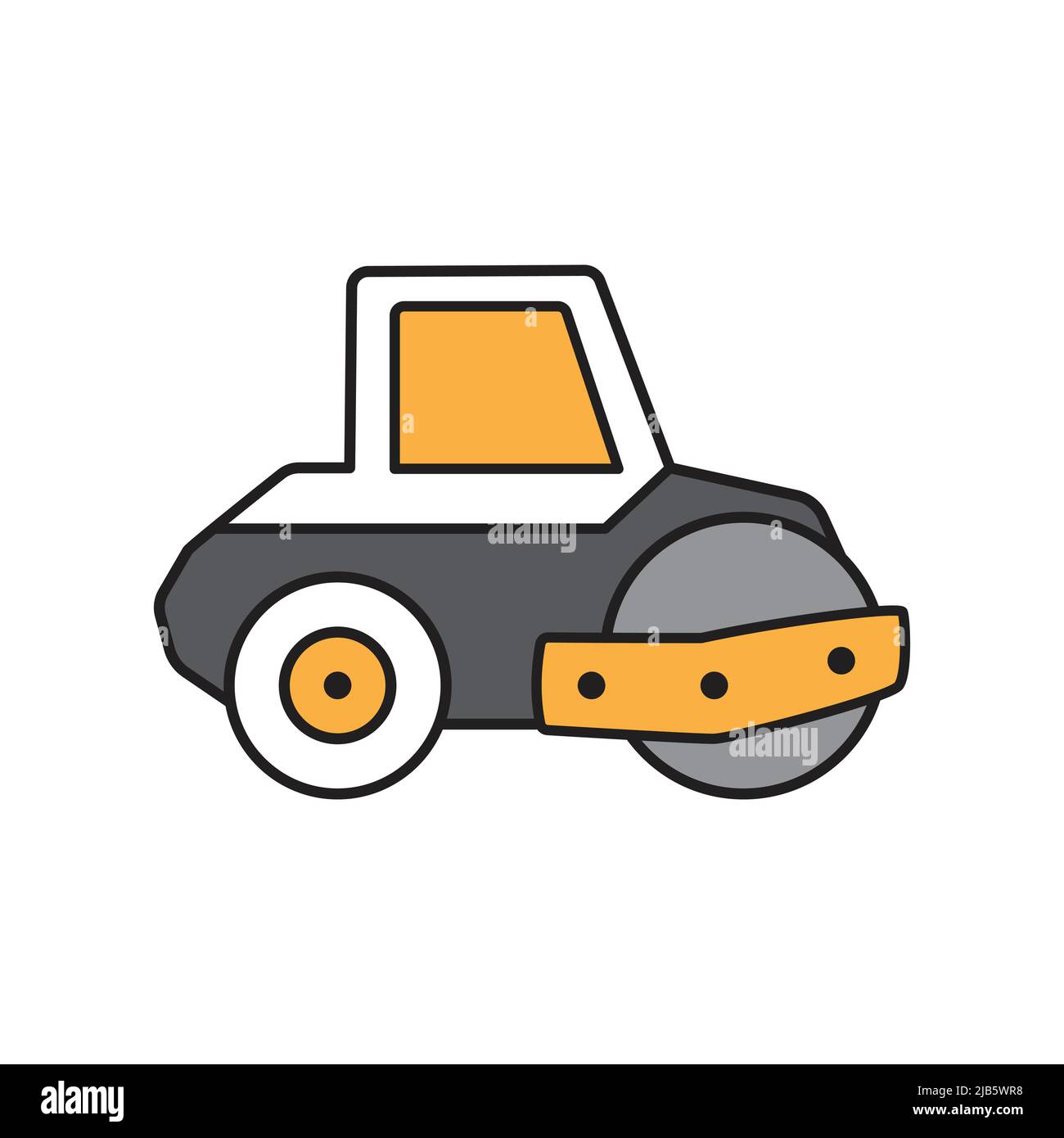Road roller line icon, outline vector sign, linear pictogram isolated ...