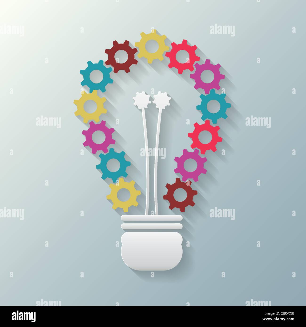 Light Bulb which has of colorful gears beautiful,Vector illustration ...