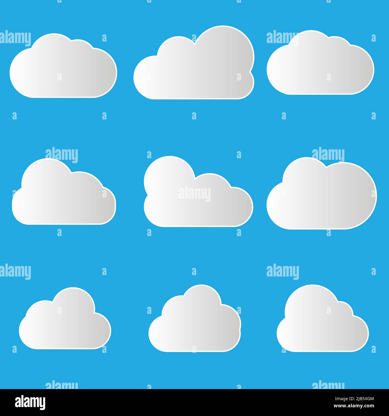 Set of Cloud Icons in trendy flat style isolated on blue background ...