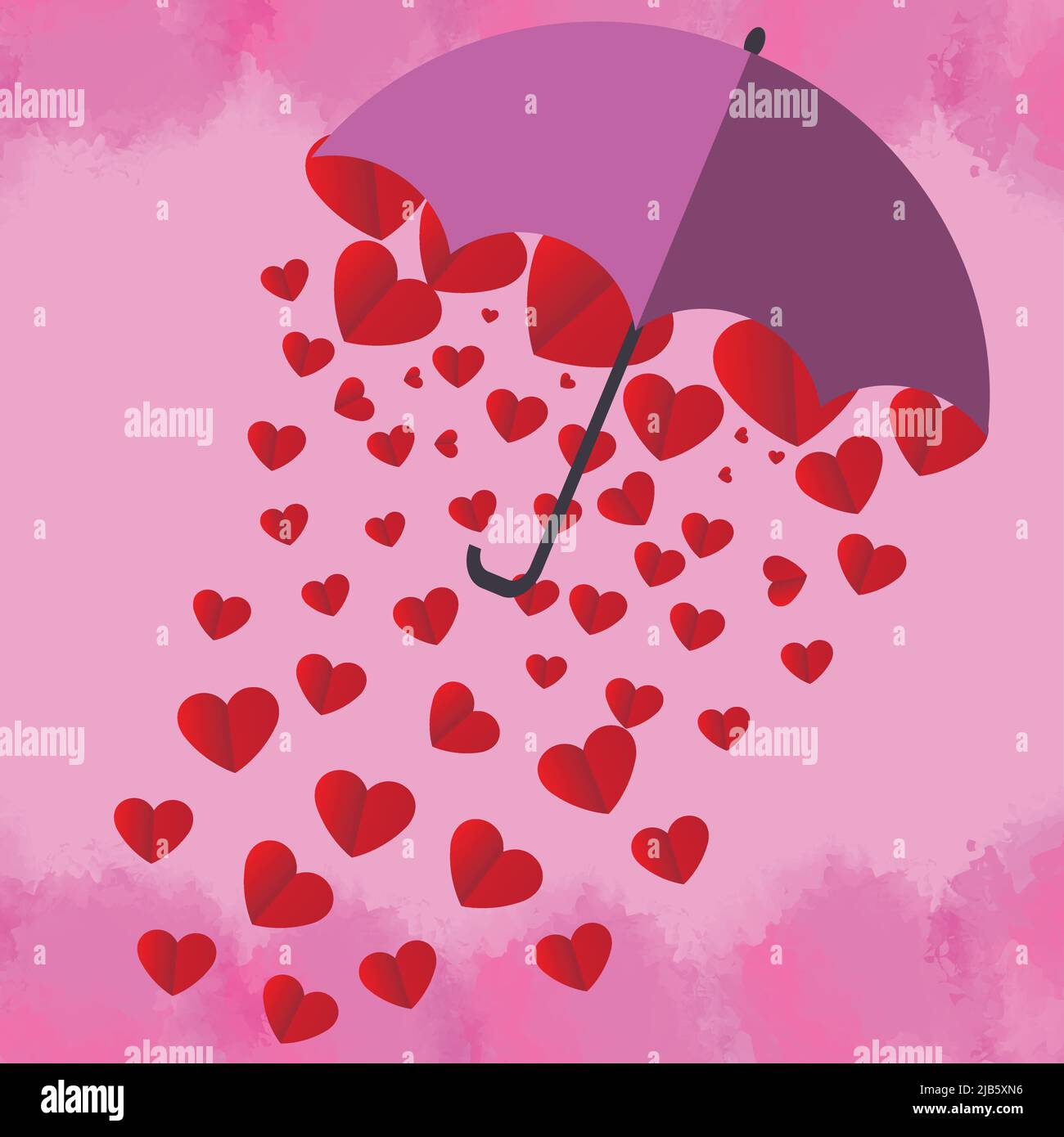 red heart is in a beautiful pink umbrella on pink background. for ...