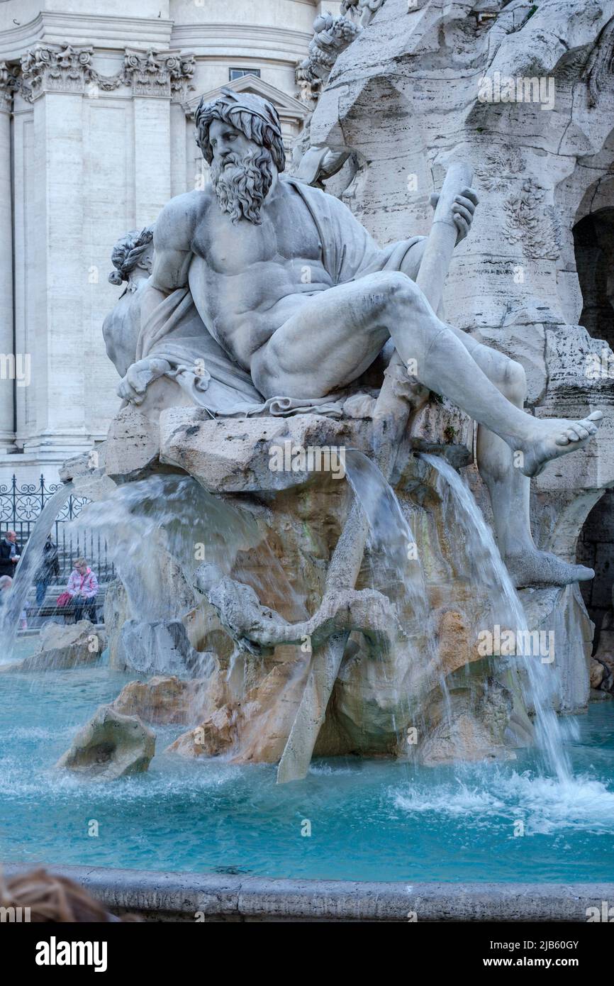 Fountain of the Four Rivers, built by Bernini in 1651, piazza Navona ...