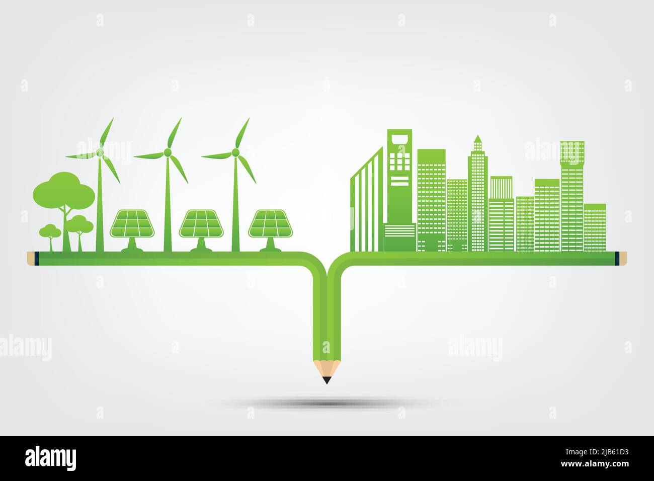 Pencil Ecology and Environmental Concept,Town With Eco-Friendly Ideas ...