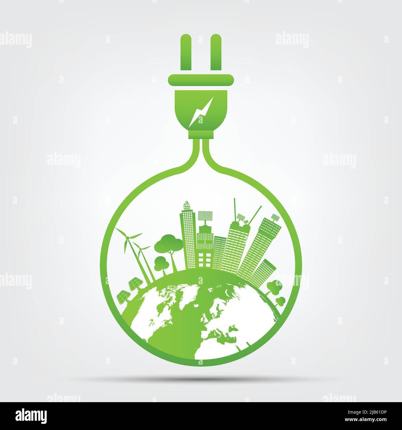 Energy ideas save the world concept Power plug green ecology,Vector ...