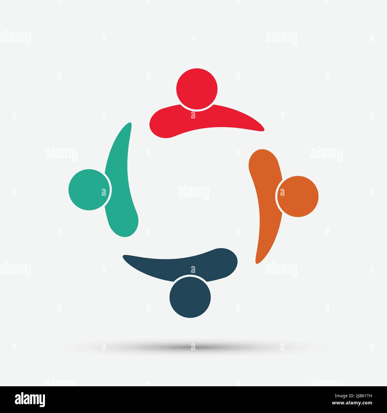 Group four people logo handshake in a circle,Teamwork icon.vector ...