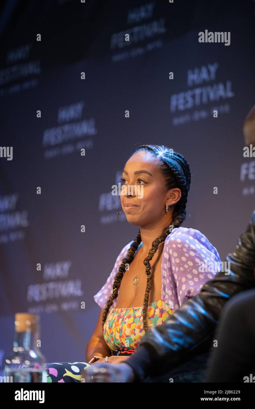 Hay-on-Wye, Wales, UK. 3rd June, 2022. Musa Okwonga, Georgina Lawton ...