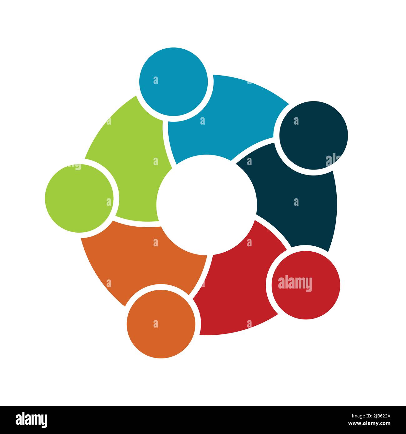 Group of five people in a circle.Teamwork meeting.people are meeting in ...