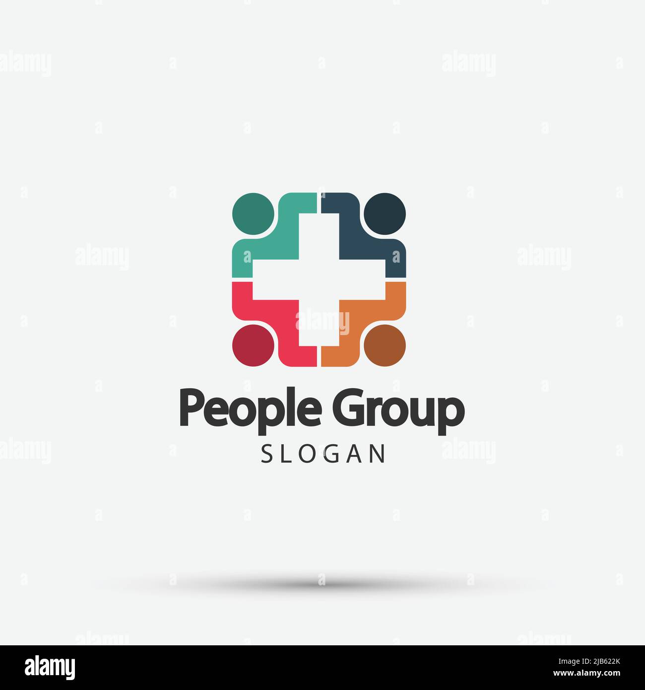 Group four people logo handshake in a circle,Teamwork icon.vector ...