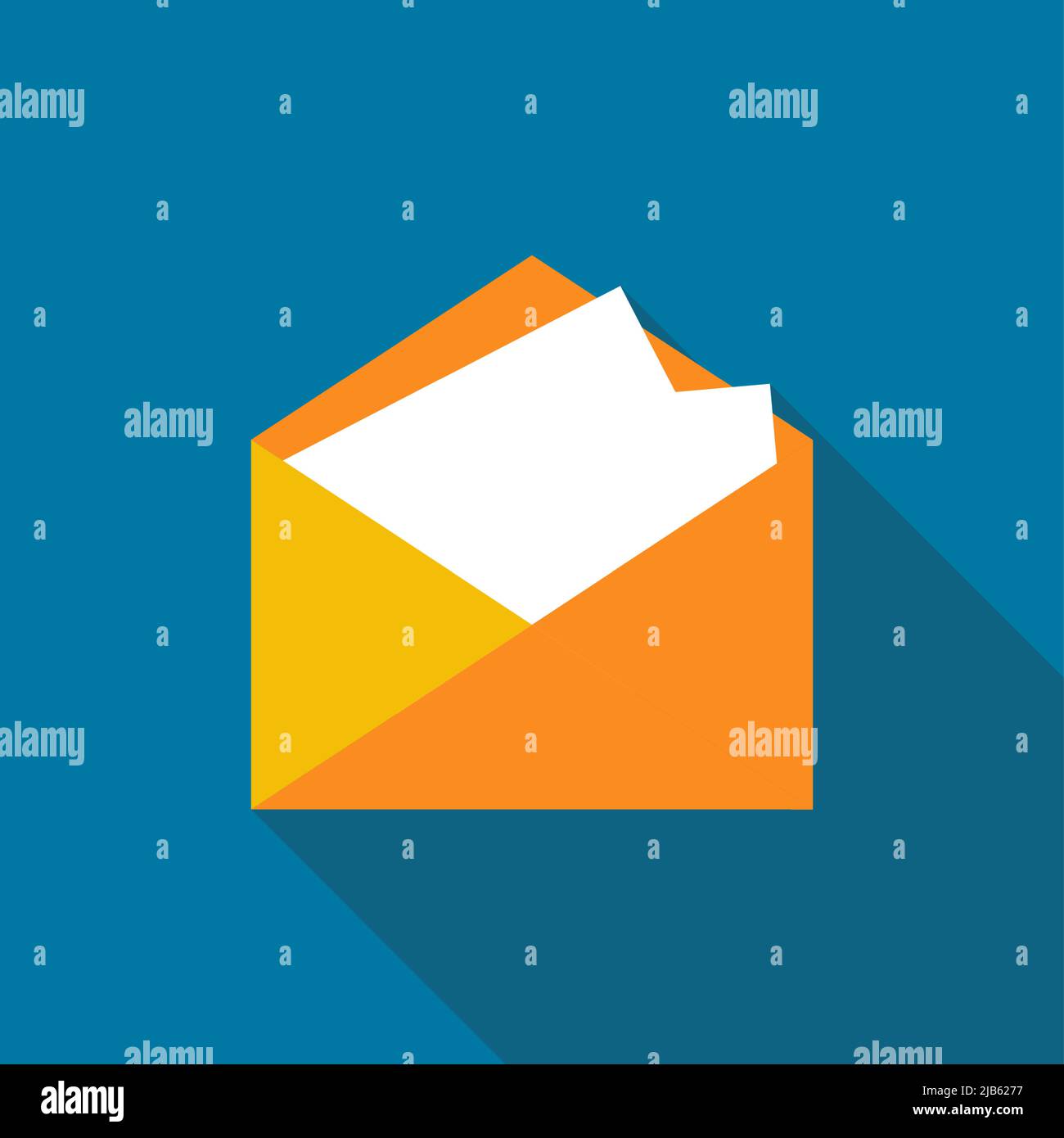 Mail icon with long shadow black on white background,Simple design ...