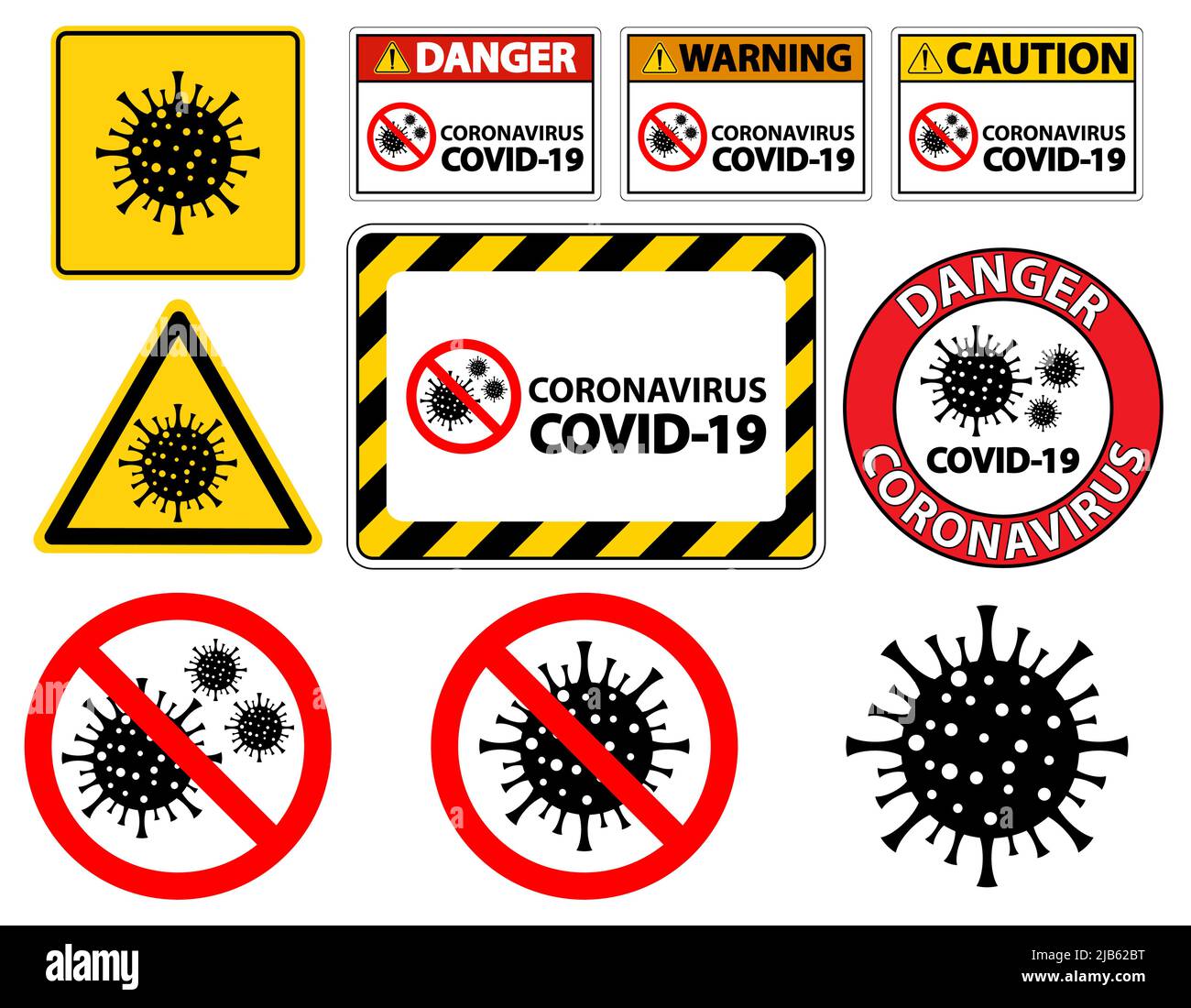 Warning sign,caution outbreak coronavirus covid 19 Stock Vector Image ...