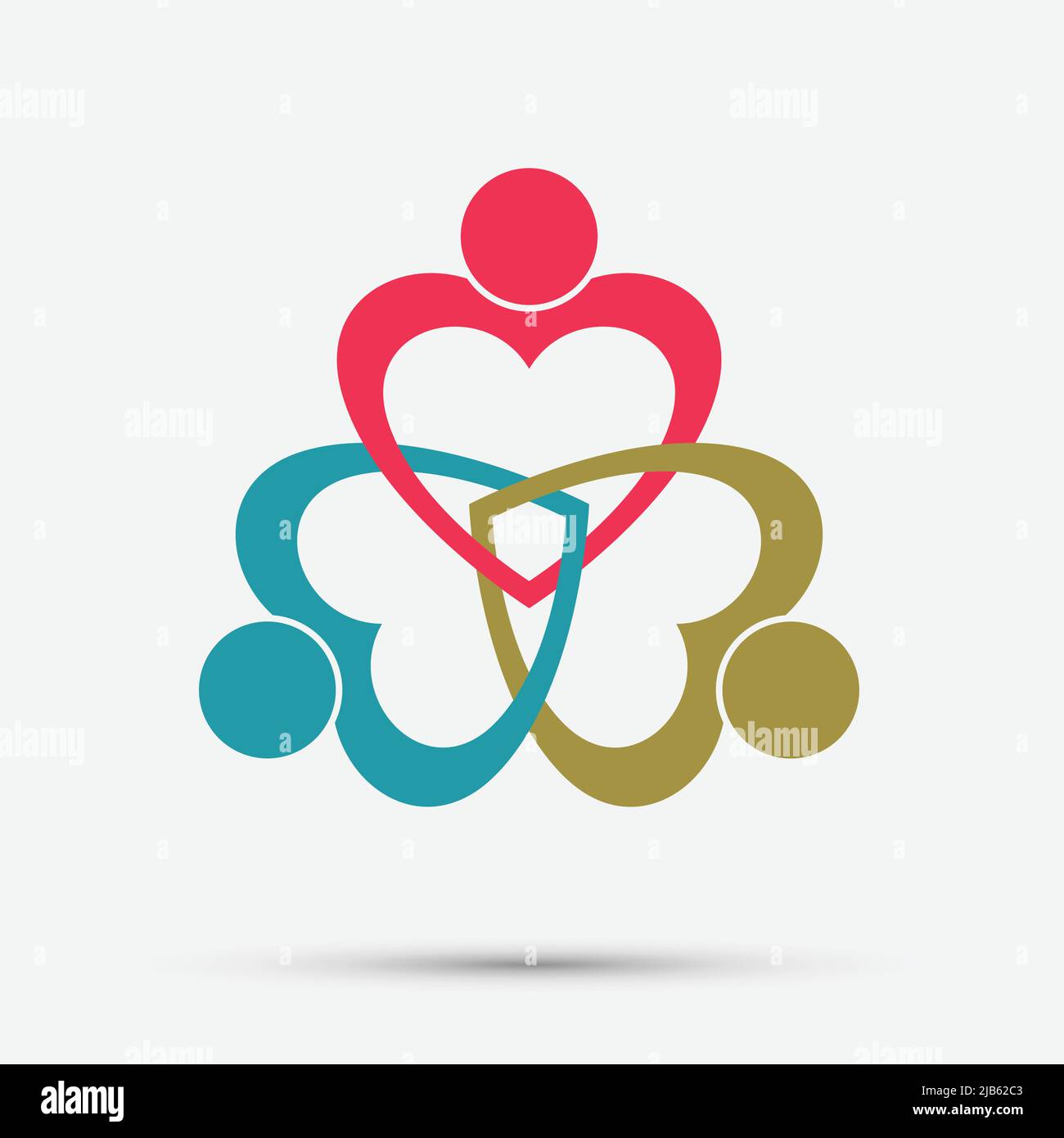 three people heart in a circle holding hands.The summit workers are ...