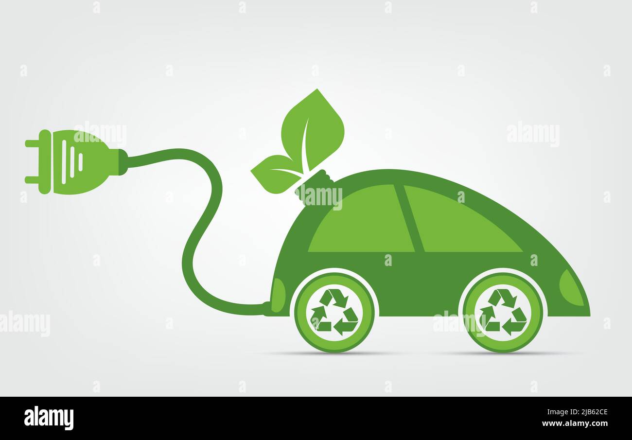 Ecology and Environmental Cityscape Concept,Car Symbol With Green ...